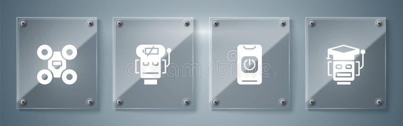 Set Robot, Turn Off Robot from Phone and Remote Control. White Square ...