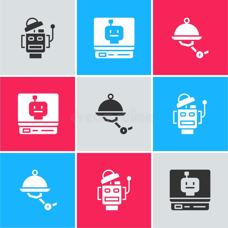Set Robot, and Waiter Robot Icon. Vector Stock Illustration ...