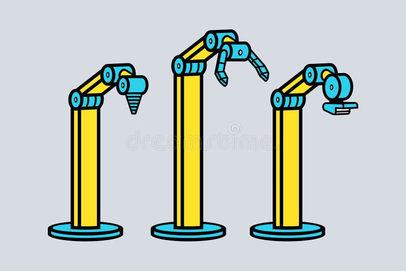 Set Of Robotic Arms, Hands. Vector Robot Icons Set. Stock Vector ... Set Of Robotic Arms, Hands. Vector Robot Icons Set. Stock Vector ...