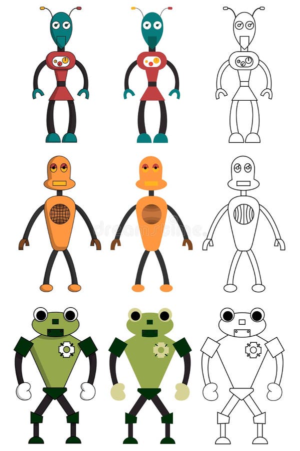 Set of Robots in Different Style. Isolated Stock Vector Illustration ...