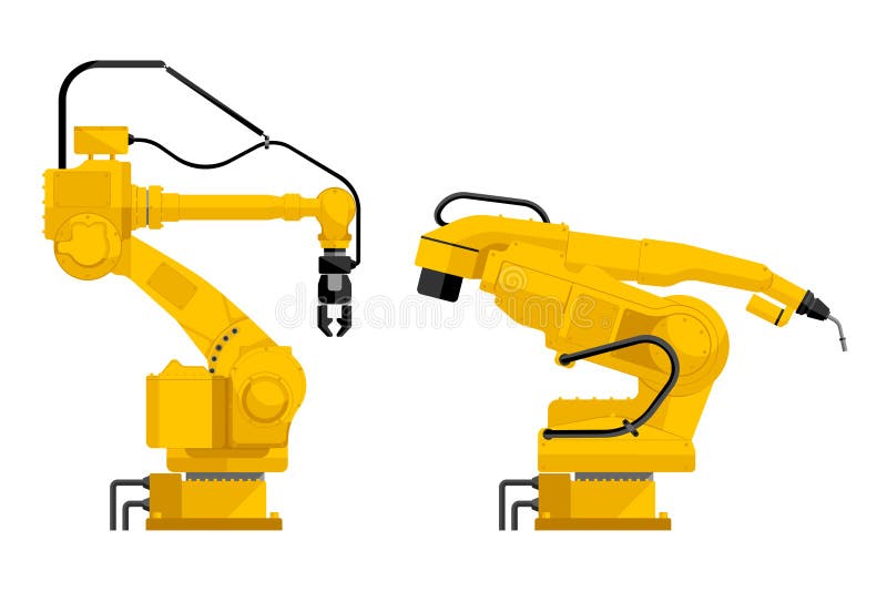 Set of Assembly Handling and Welding Robots Stock Vector - Illustration ...