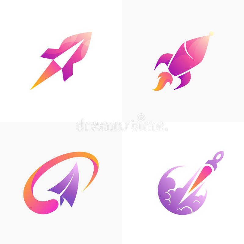 Set Rocket Logo Vector, Modern Style Design, Up Logos Stock Vector ...