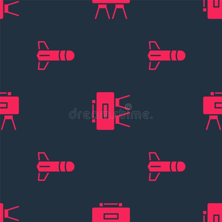Set Rocket and Military Mine on Seamless Pattern. Vector Stock ...