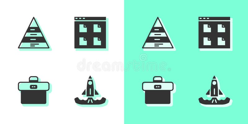 Set Rocket, Pyramid Chart Infographics, Briefcase and Browser Files ... Set Rocket, Pyramid Chart Infographics, Briefcase and Browser Files ...