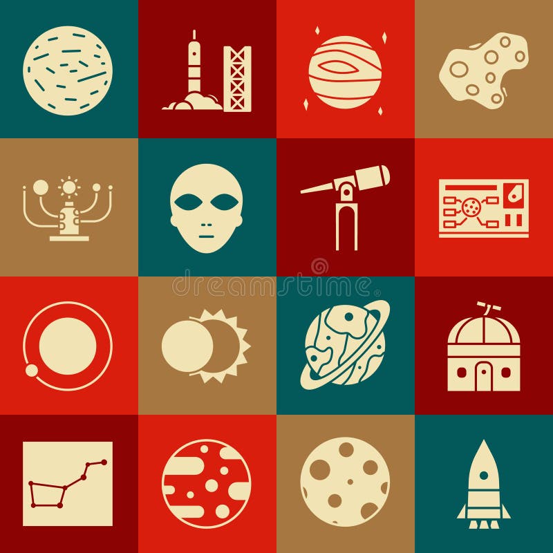 Set Rocket Ship, Astronomical Observatory, Futuristic Hud Interface ...