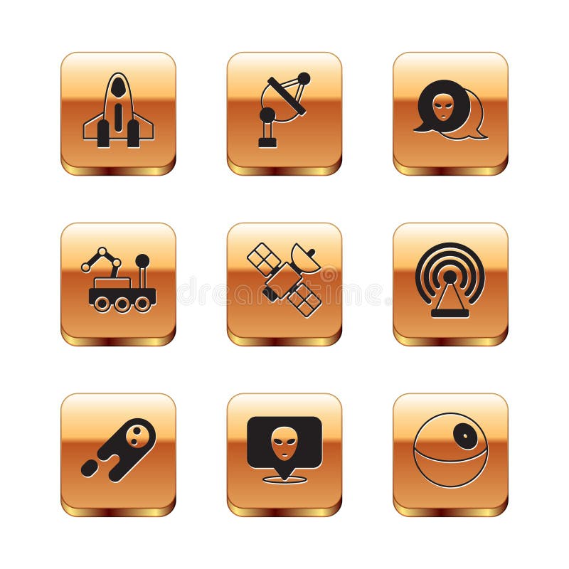 Set Rocket Ship, Comet Falling Down Fast, Alien, Satellite, Mars Rover ...