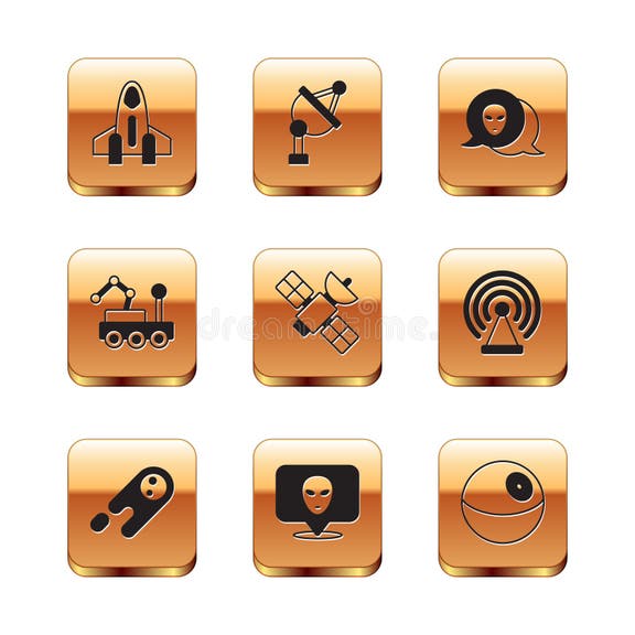 Set Rocket Ship, Comet Falling Down Fast, Alien, Satellite, Mars Rover ...