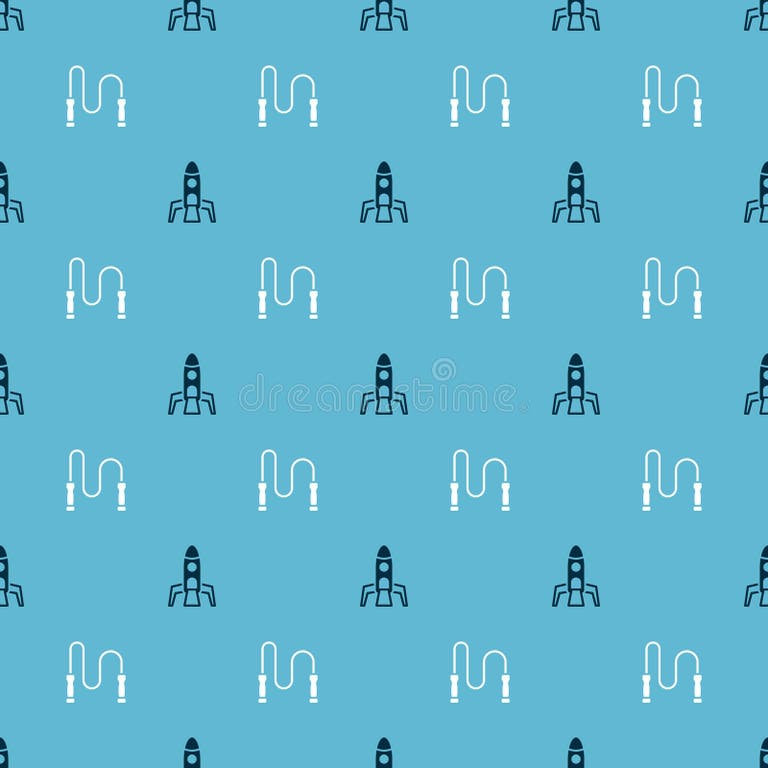 Set Rocket Ship and Jump Rope on Seamless Pattern. Vector Stock Vector ...