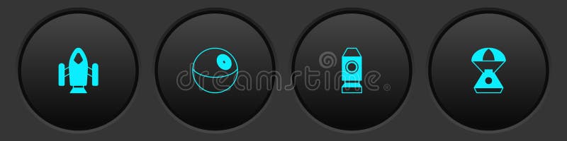 Set Rocket Ship, Planet, and Space Capsule Icon. Vector Stock ...