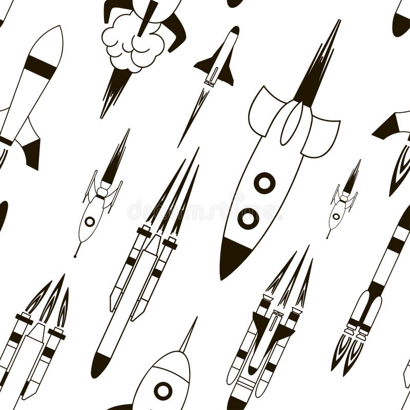 Set of rockets pattern stock vector. Illustration of doodle - 78856151