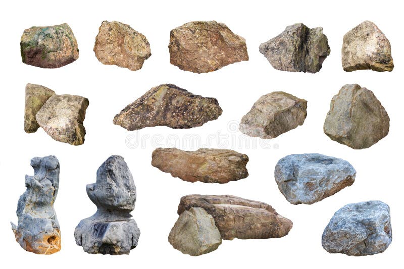 Set of Rocks.Isolated on White Background Stock Photo - Image of ...