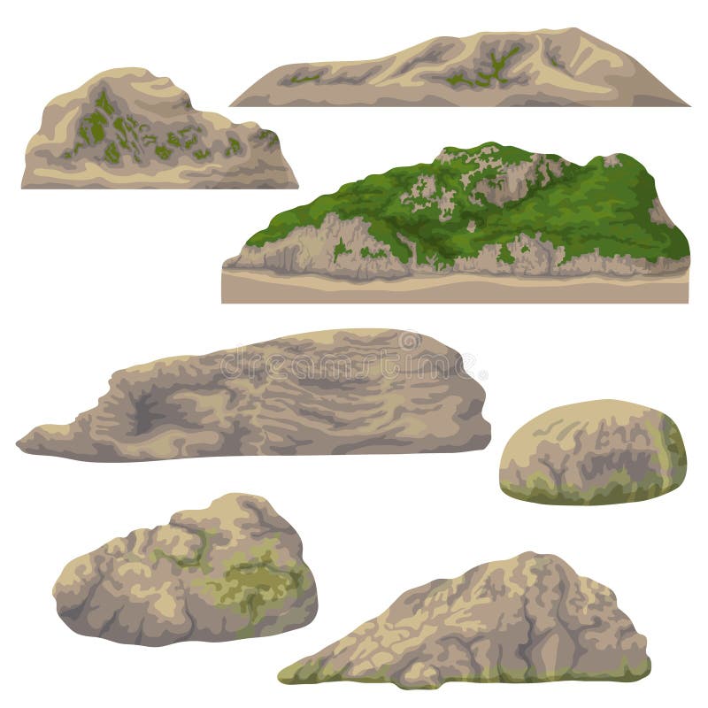 Set of Rocks Isolated on White Stock Vector - Illustration of ...