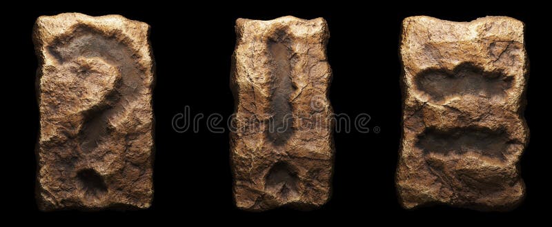 Set of Rocky Symbols Question Mark, Exclamation Mark, Equals. Font of ...