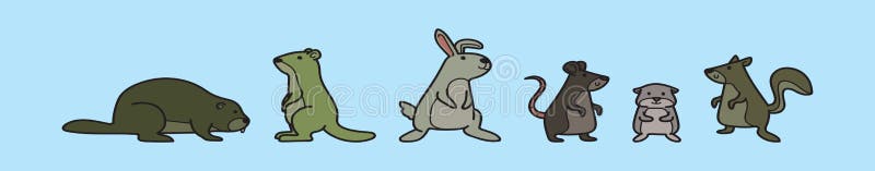 Set of Rodent Cartoon Icon Design Template with Various Models. Vector ...