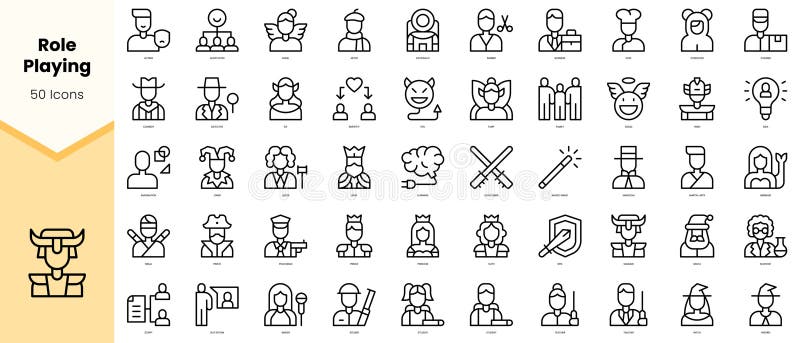 Set of Role Playing Icons. Simple Line Art Style Icons Pack ...