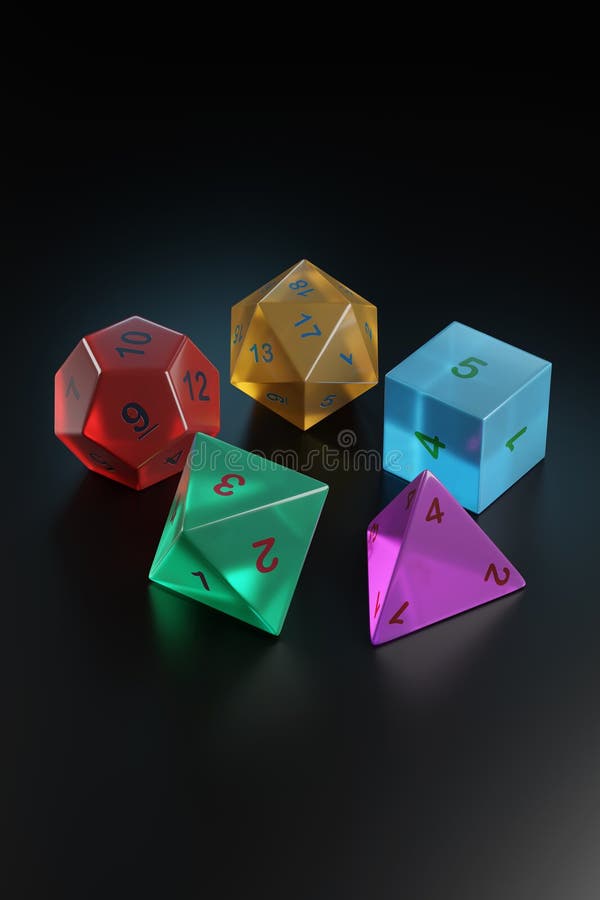 Set of Roleplaying Dice in the Shape of Platonic Solids. 3d ...