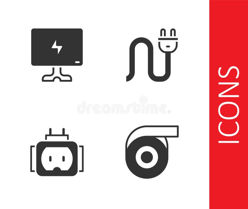 Set Roll Adhesive Tape, Smart Tv, Tee Plug Electric and Electric Icon ...