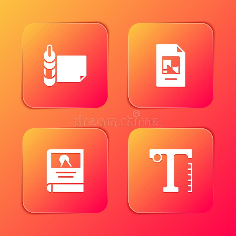 Set Roll of Paper, File Document, Photo Album Gallery and Text Icon ...