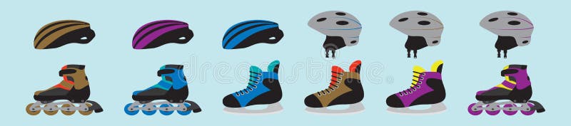 Set of Roller Derby Cartoon Icon Design Template with Various Models ...