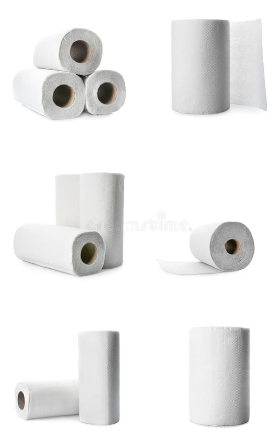 Set with Rolls of Paper Tissues Isolated Stock Image - Image of ...