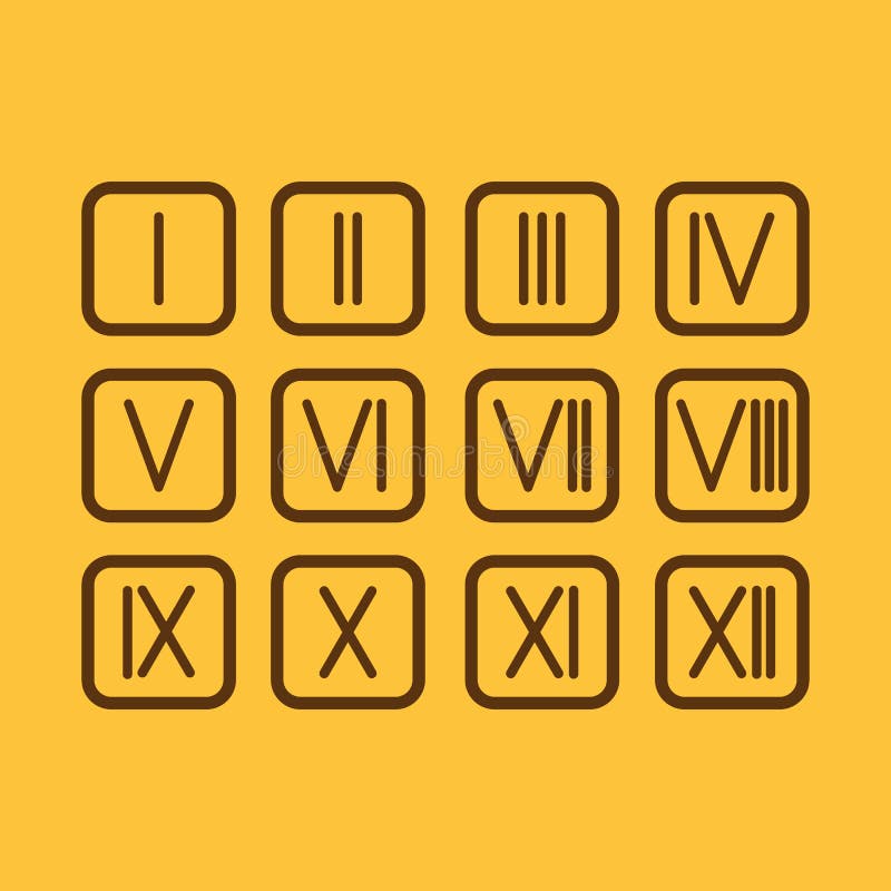 Set Roman Numerals 1-12 Icon Stock Vector - Illustration of math ...