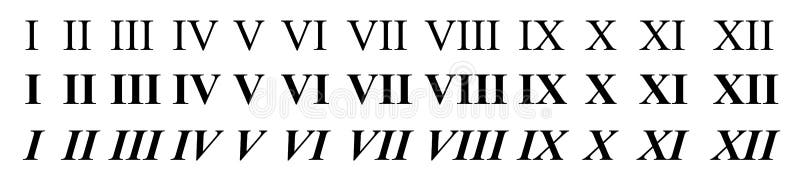 Set of Roman Numerals Isolated on White Background. Numbers from One To ...