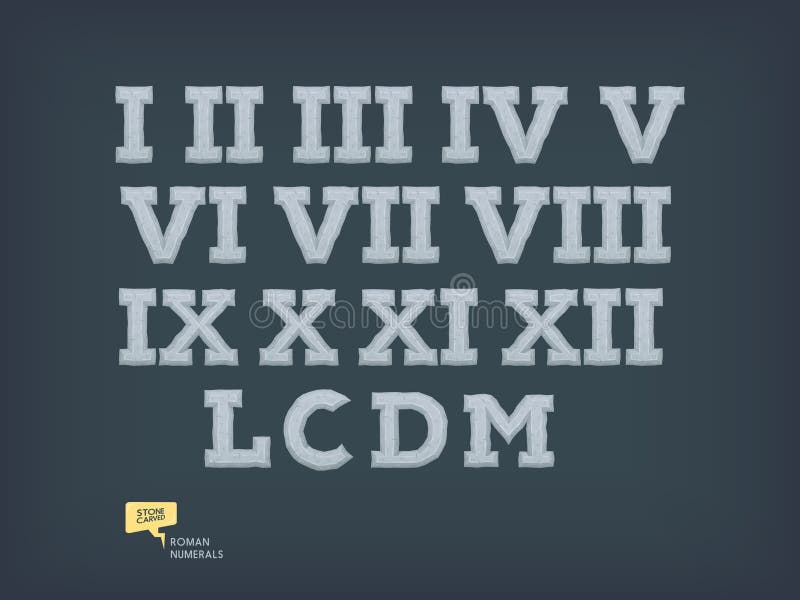 Set of Roman Numerals. Old Stone Carved Numbers Stock Vector ...