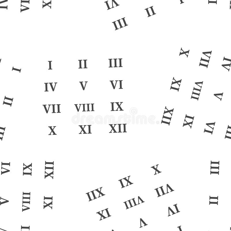 Set of Roman Numerals Vector Icon Seamless Pattern on a White ...