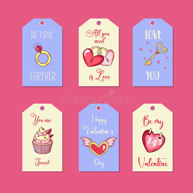 Set of Romantic Gift Tags for Valentine S Day Stock Vector ...