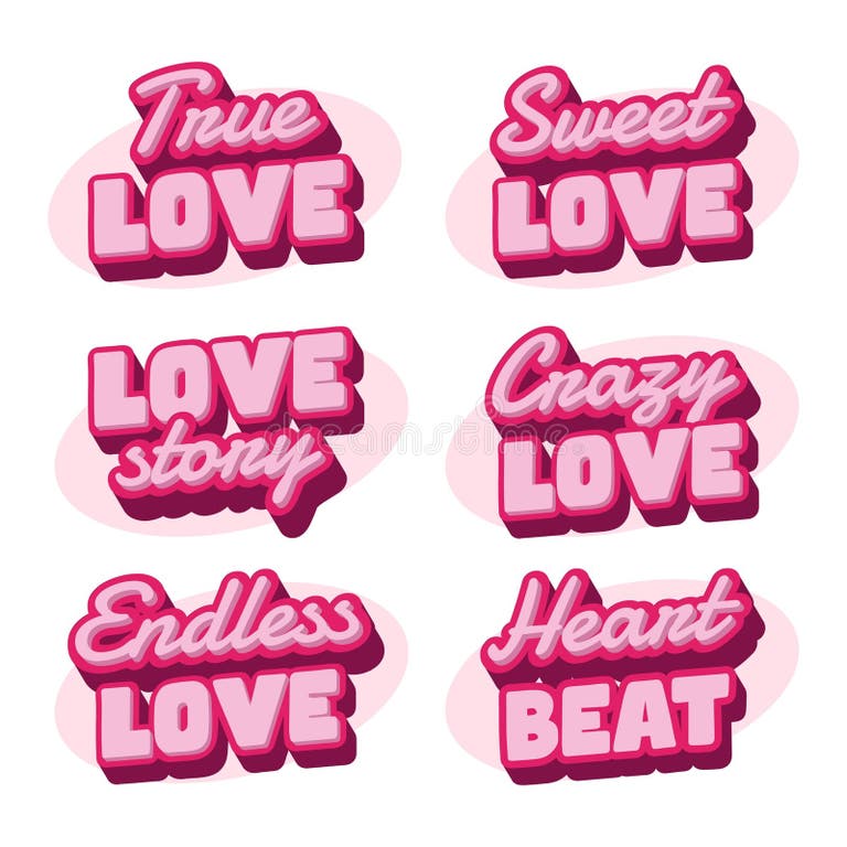 Bold and Sweet Love Text Effects for Romantic Design Stock Vector ...