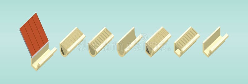 Set of Roof Gutter or Rain Gutter and Drainage. Cartoon Icon Design ...
