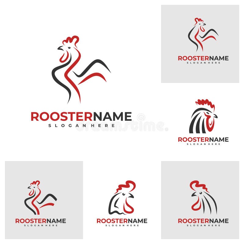 Set of Rooster Logo Vector Template, Creative Rooster Head Logo Design ...