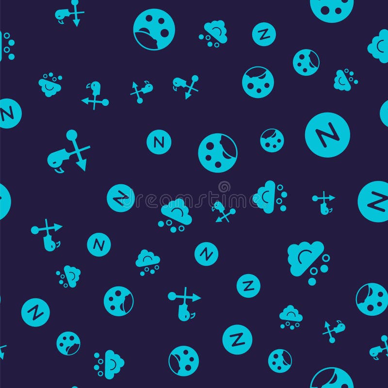 Set Rooster Weather Vane, Compass North, Moon Phases and Hail Cloud on ...