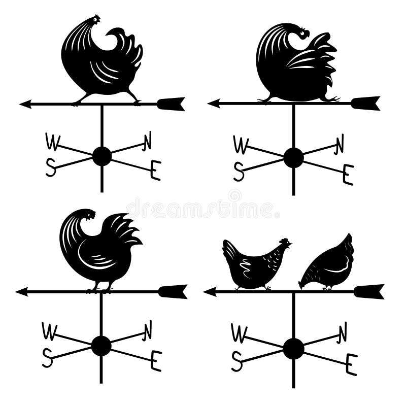 Weathervane Vector Set Stock Illustrations – 166 Weathervane Vector Set ...
