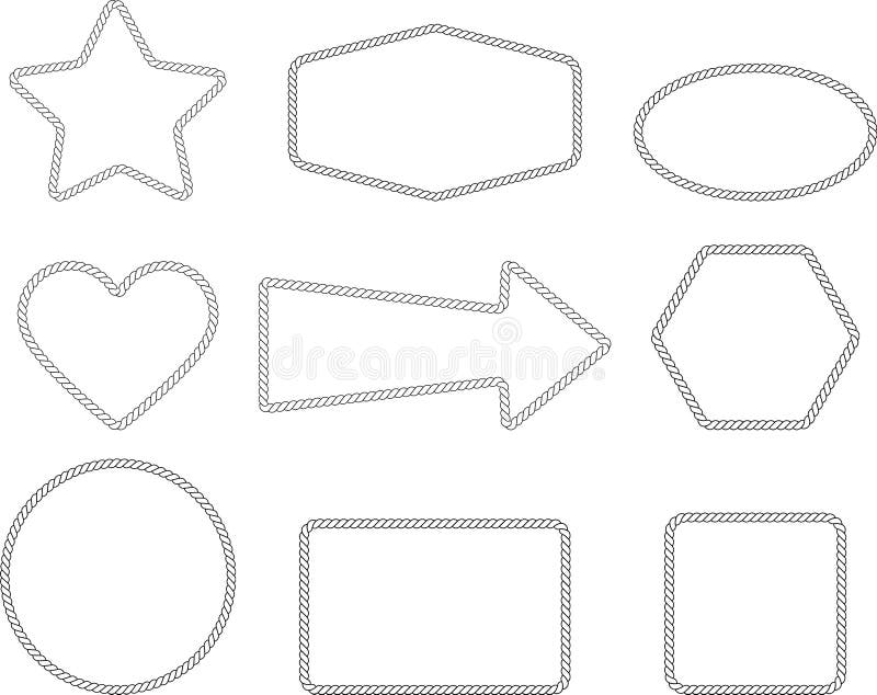 Set of Rope Borders. Collection of Isolated Frames with Rope Stock ...