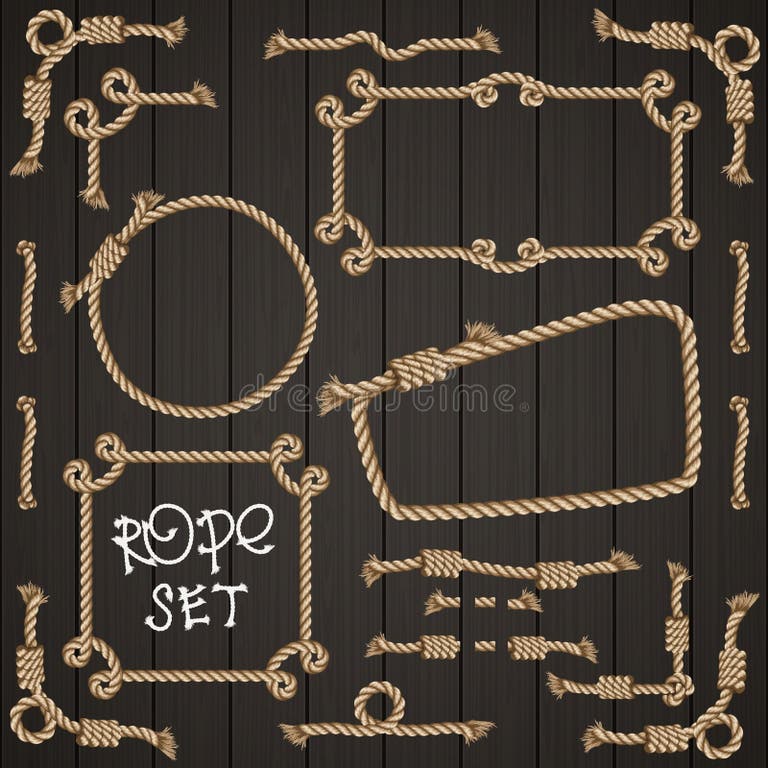 Set of Rope Elements for Design Stock Vector - Illustration of corner ...
