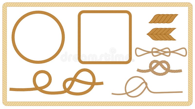 Set of Rope Elements. Realistic Different Ropes for Decoration and ...