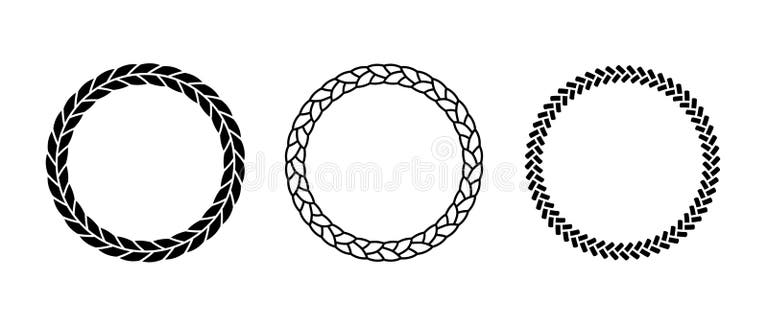 Set of Rope Frames. Round Cord Border Collection. Circle Rope Wreath ...