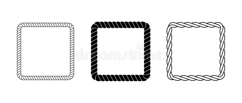 Set of Rope Frames. Squared Cord Border Collection. Rectangular Rope ...