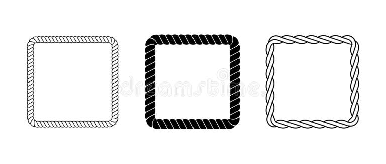 Set of Rope Frames. Squared Cord Border Collection. Rectangular Rope ...
