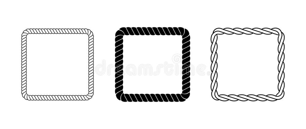 Set of Rope Frames. Squared Cord Border Collection. Rectangular Rope ...