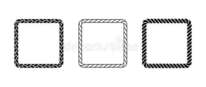 Set of Rope Frames. Squared Cord Border Collection. Rectangular Rope ...