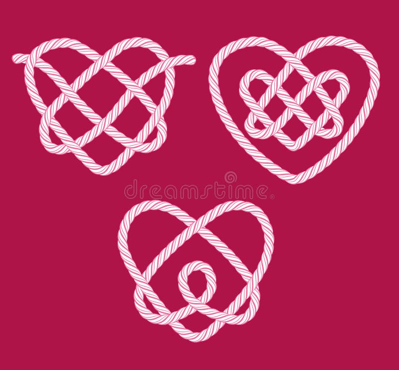 Set of rope heart knots stock vector. Illustration of love - 65702983