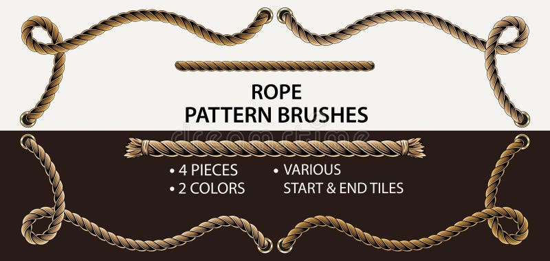 Set of 4 Rope Illustrator Pattern Brushes Stock Vector - Illustration ...