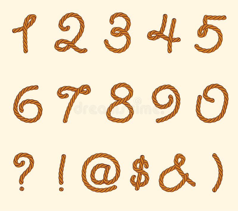 Set of Rope Symbols and Numbers Stock Vector - Illustration of cordage ...