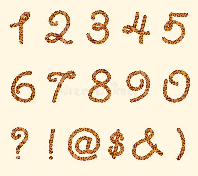 Set of Rope Symbols and Numbers Stock Vector - Illustration of cordage ...