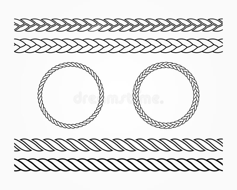 Set of Rope Vector. Nautical Rope Frames and Borders Set. Straight and ...