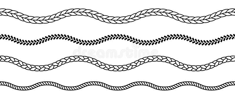 Set of Rope Waves. Repeating Hemp Cord Stripes Collection. Waving Chain ...
