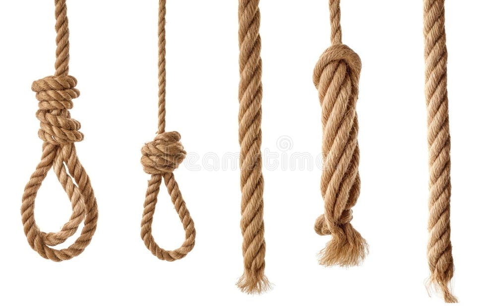 A Set of Ropes of Different Thicknesses with Different Knots Stock ...