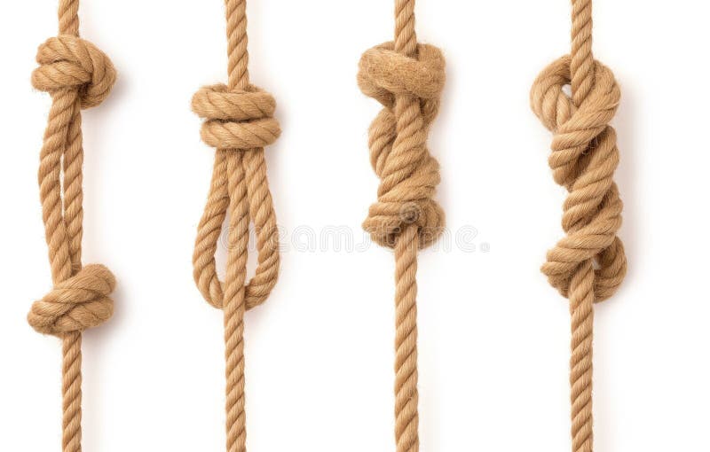 A Set of Ropes of Different Thicknesses with Different Knots Stock ...